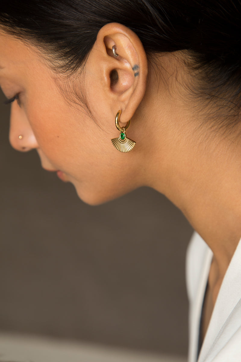 Cleopatra Earrings (Green Stone) – RUMICHI
